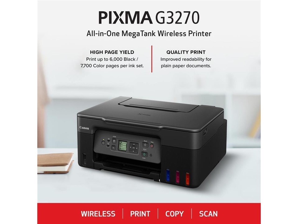 Canon PIXMA G3270 MegaTank All-in-One Wireless Inkjet Color Printer ...