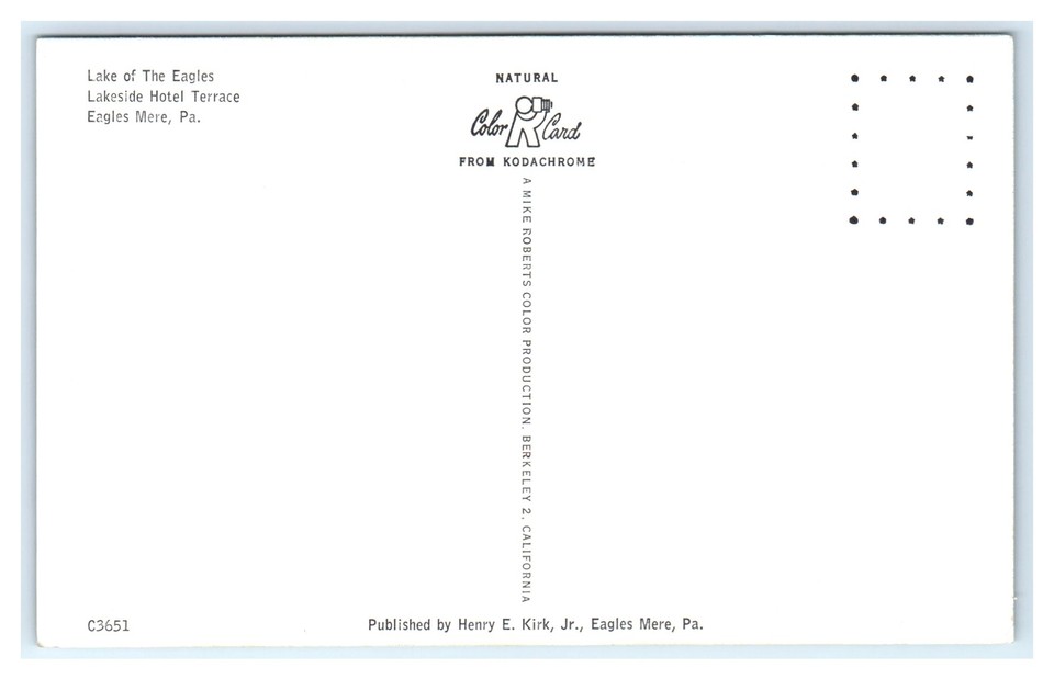 EAGLES MERE, PA Postcard- LAKE OF THE EAGLES LAKESIDE HOTEL TERRACE | eBay