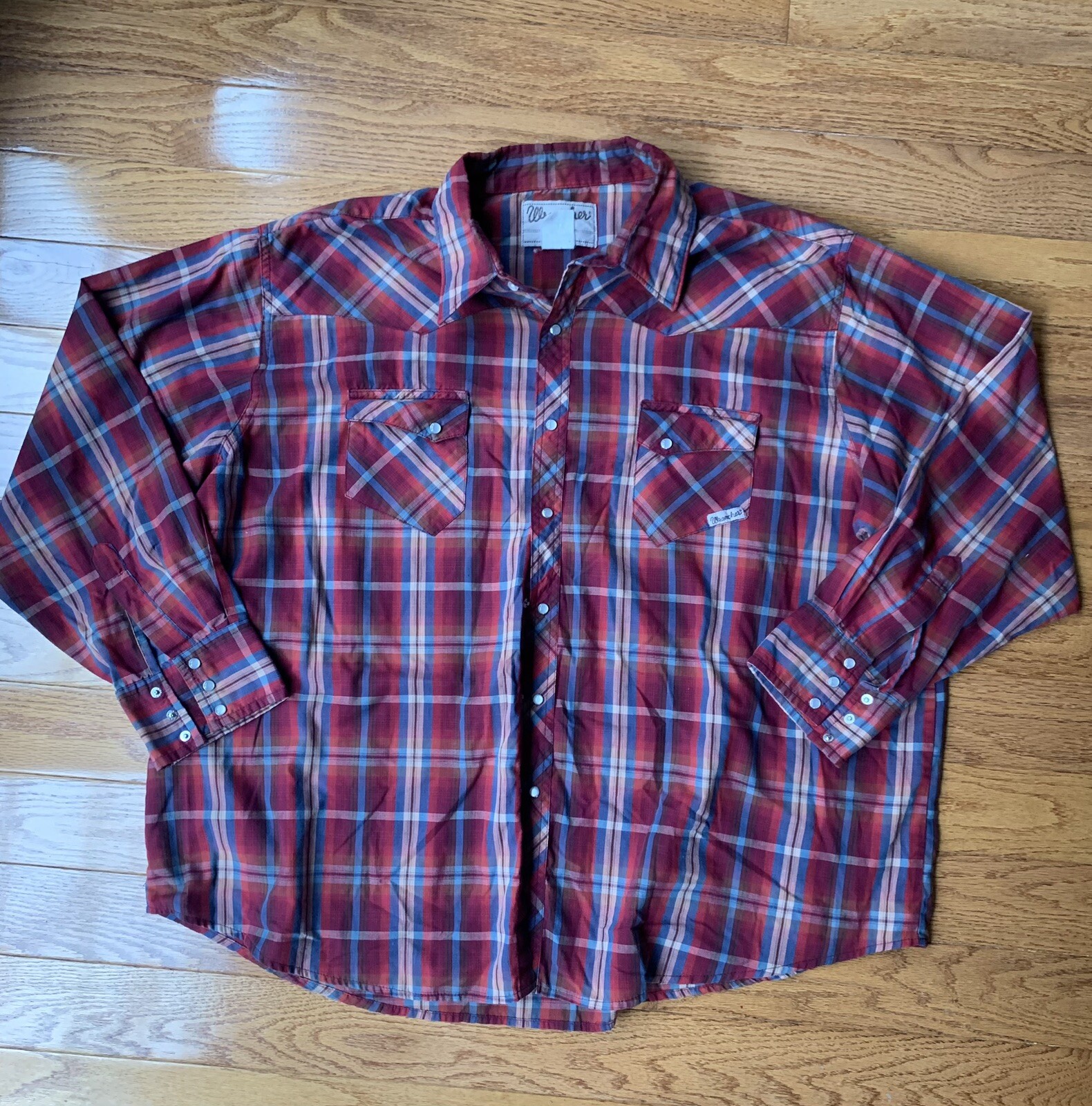 Vintage Wrangler Wrancher Western Pearl Snap Button up Red Shirt 3XL | eBay