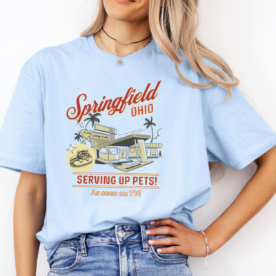 Funny Springfield Ohio Eating Pets Cats Dogs Retro Cafe Debate Unisex T ...