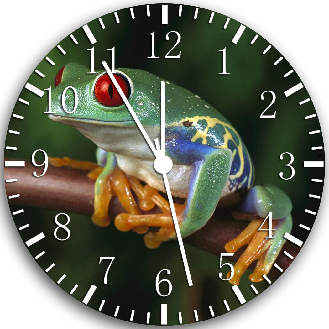Cute Green Frog Frameless Borderless Wall Clock Nice For Gifts or Decor ...