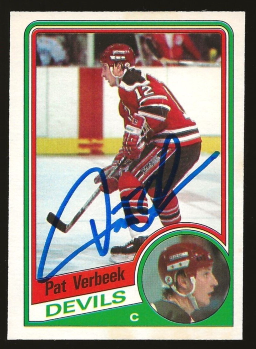 1984-85 O-PEE-CHEE Pat Verbeek Autographed Rookie Card #121 New Jersey ...