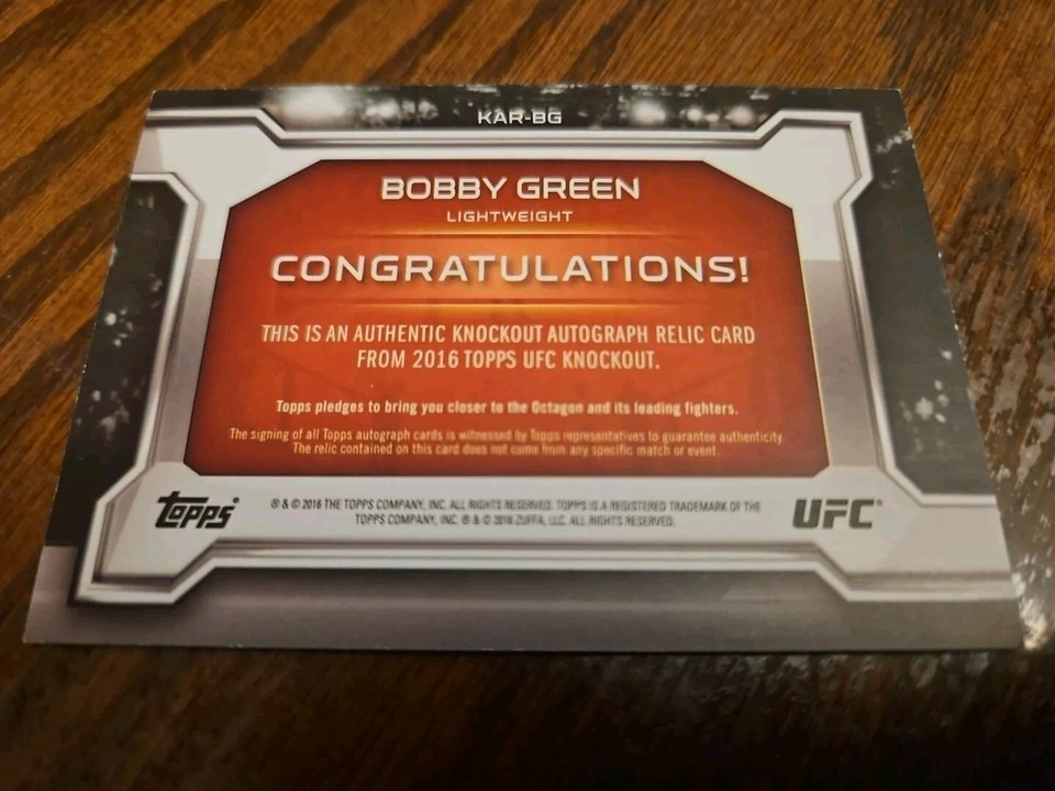 2016 Topps UFC Knockout Autograph Relic Card #166/325 Bobby Green #KAR ...