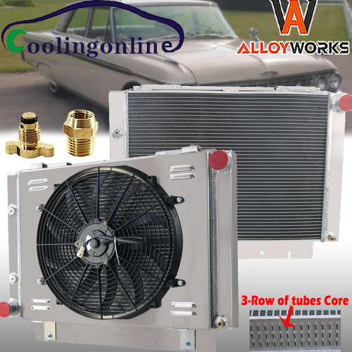 3 Row Aluminum Radiator Shroud Fan For 1960-1963 62 Ford Galaxie 500 ...