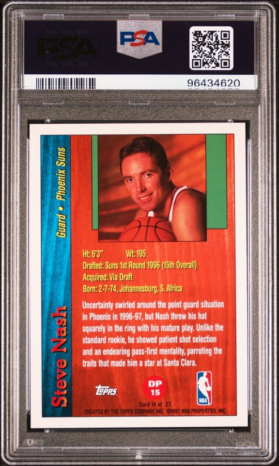 Steve Nash RC 1996 Topps Draft Redemption Auto SSP #DP15 PSA 10 Auto | eBay