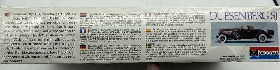 VTG (1979) 1934 Duesenberg SJ Roadster MONOGRAM 2302 1:24 Luxury Car ...