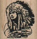 Indian Chief 1 1/4 x 1 1/4" Mounted Rubber Stamp, Native American Stamp ...