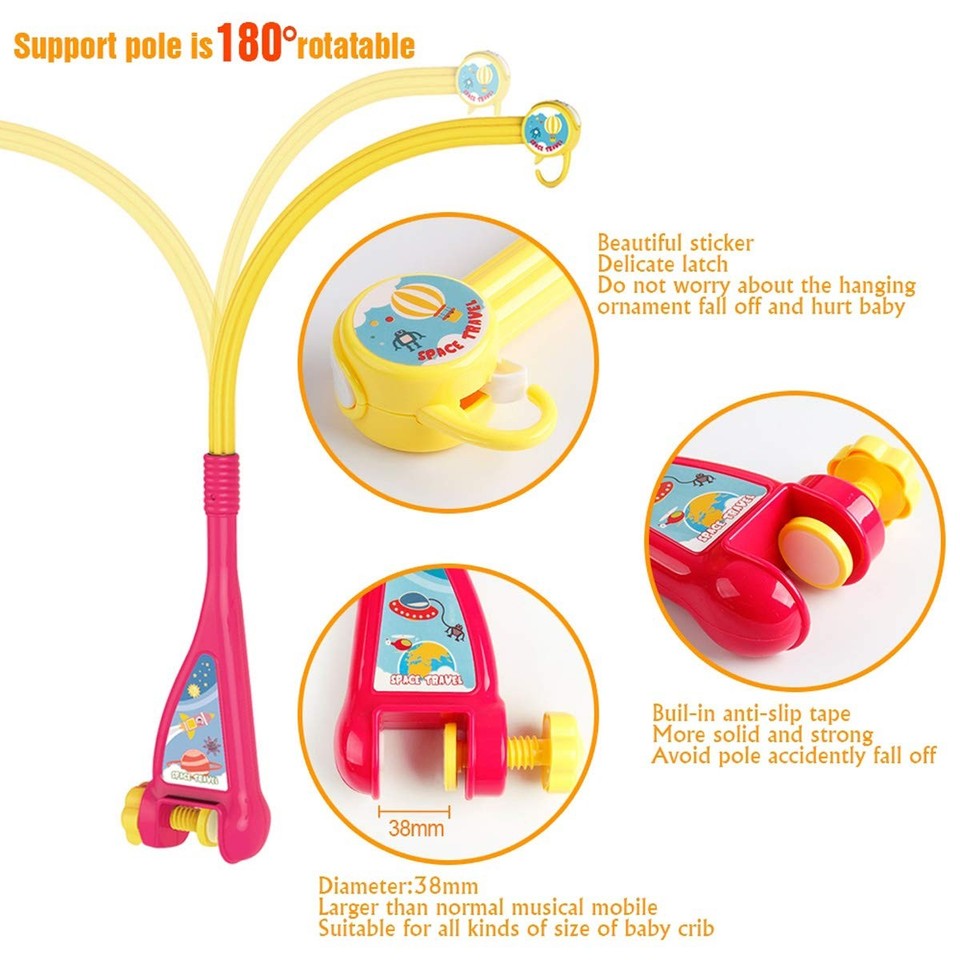 Mini Tudou Musical Baby Crib Mobile Toy with Lights and Music, Star ...