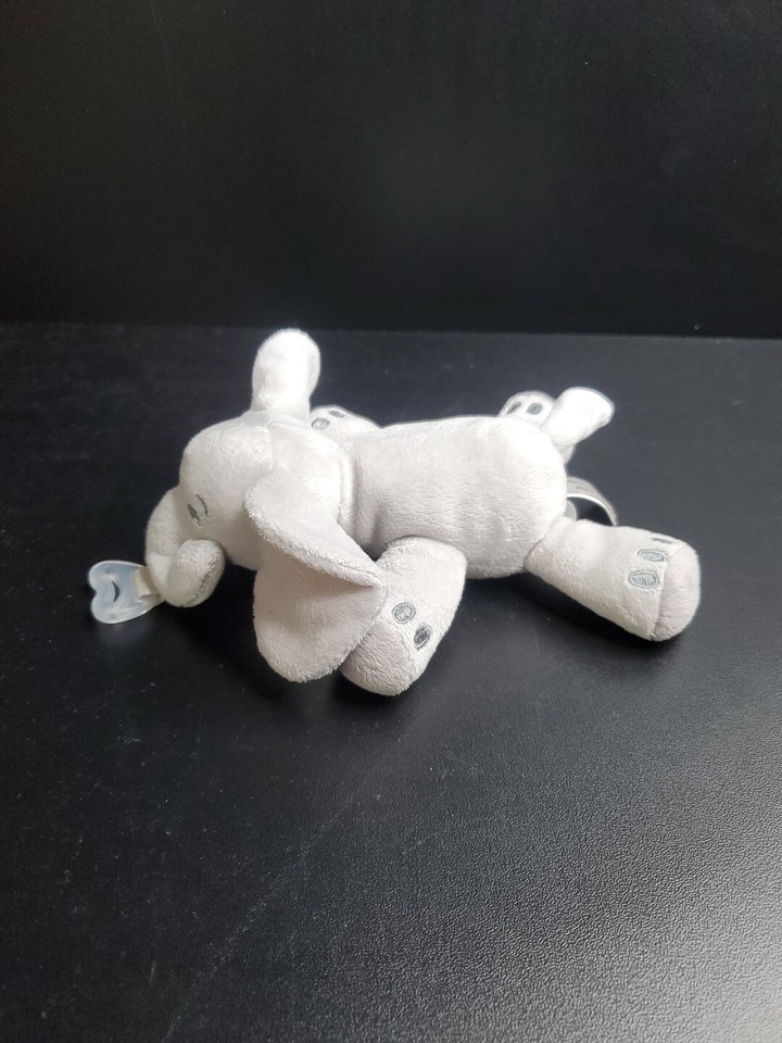 Philips Avent Soother Snuggle Baby Pacifier Holder Gray Elephant Plush ...