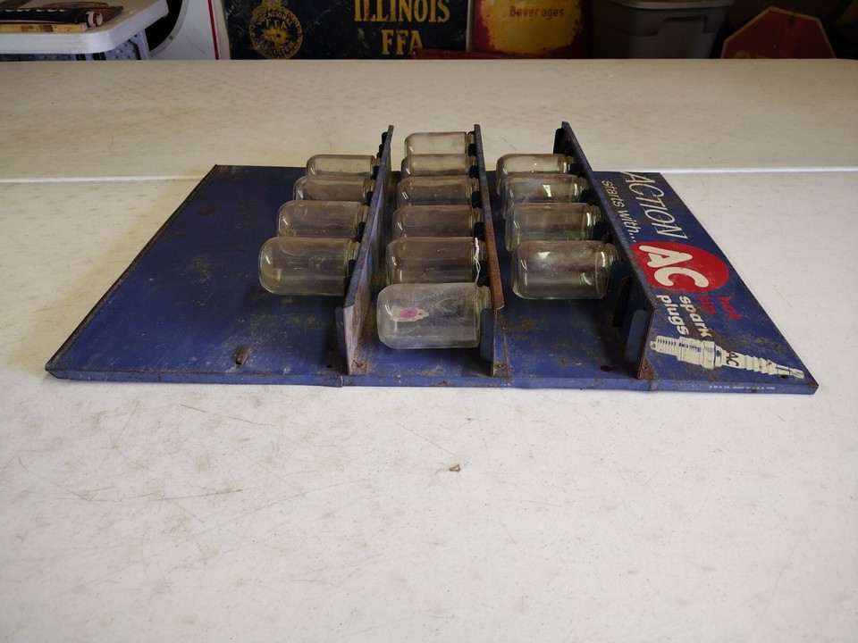 Vintage 24" AC Hot Tip Spark Plugs Store Wall Display Rack Organizer | eBay