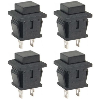 4x Square black push button switch 12mm momentary ds-430 N/O normally ...