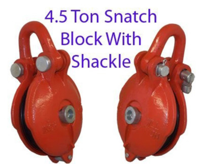 4.5 Ton Bail Snatch Block Hoist Rig Shackle 5" Pulley | eBay
