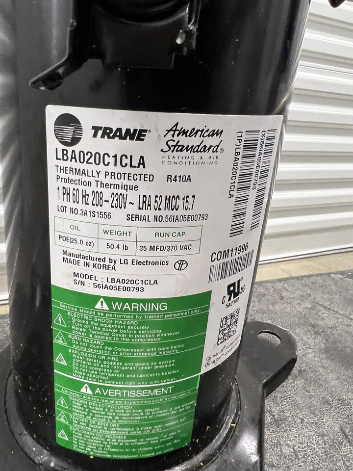 Trane COM11996 Compressor SCROLL; LG; LBA020C1CLA; 1.75 TON #2 | eBay