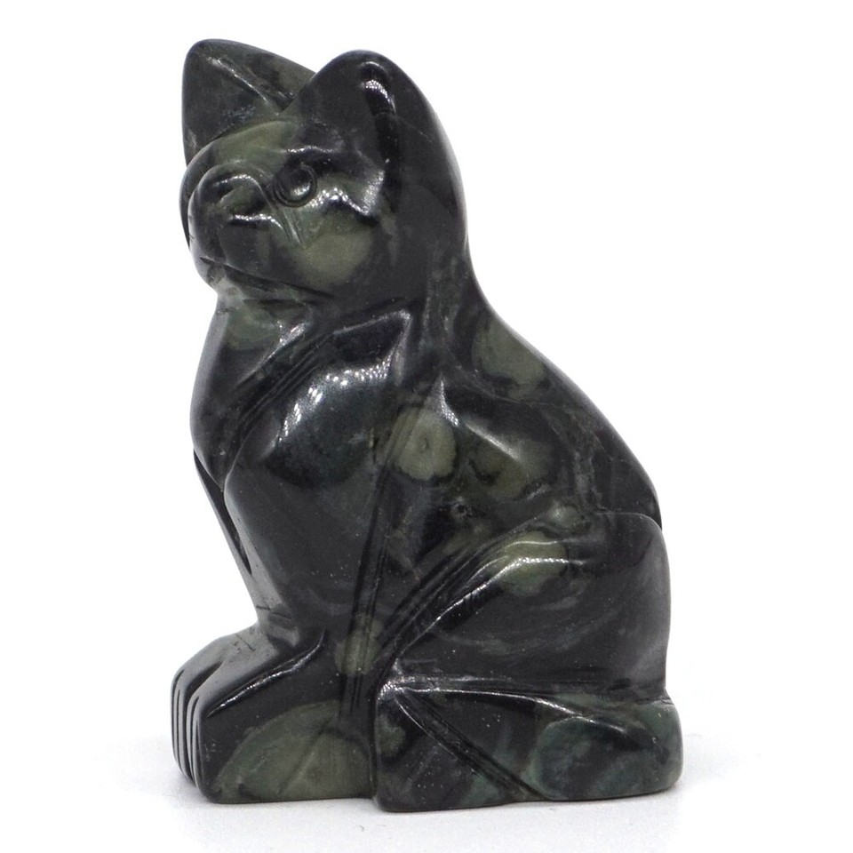 2" Stone Carving Cat Statue Natural Gems Crystal Reiki Healing Figurine ...