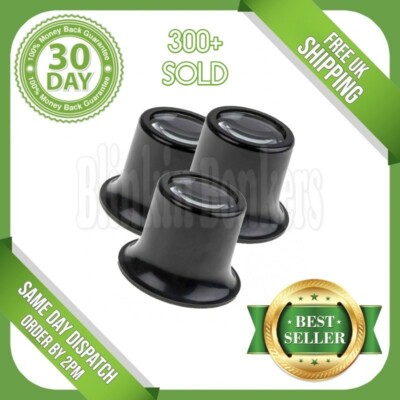 SET OF 3 EYE LOUPES JEWELLERS WATCHMAKER LENS MAGNIFYING EYEGLASS ...