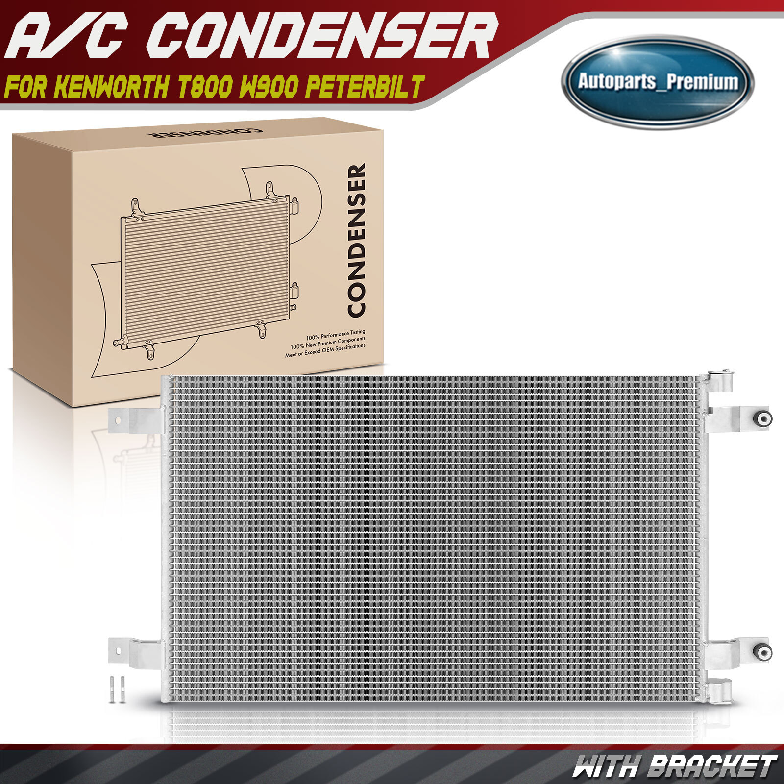 AC Condenser A/C Air Conditioning w/ Bracket for Kenworth T800 W900 ...