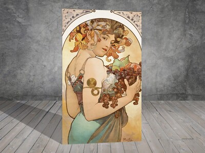 Alphonse Mucha Fruit CANVAS PAINTING PRINT WOMEN ART NOUVEAU 1536 | eBay UK