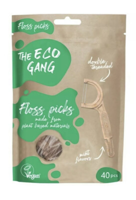 Bamboo Vegan Dental Floss Picks 40 Count Eco Friendly BPA Free Eco Gang ...