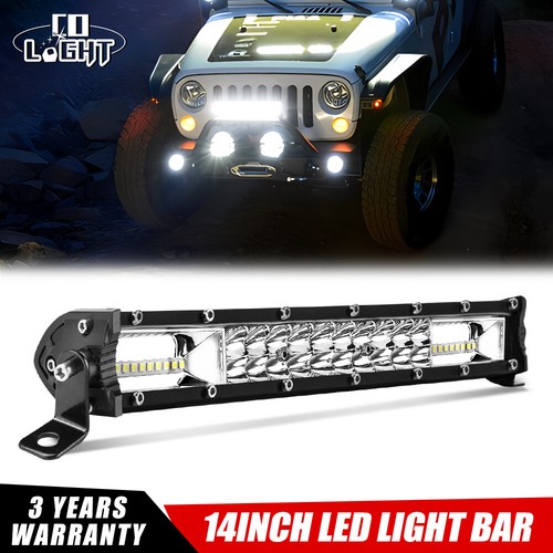14'' Dual Row LED Light Bar Spot Flood Combo for Offroad 4WD UTV ATV ...