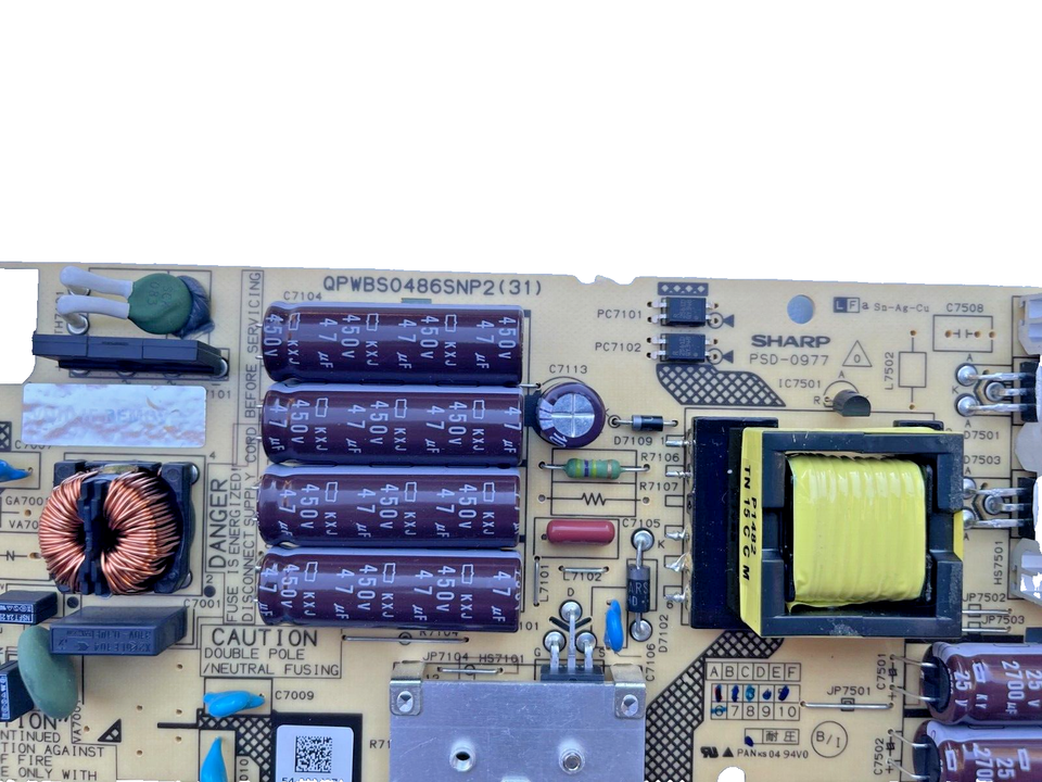 Sharp PN-E603 Power Supply Board QPWBS0486SNP2 | eBay