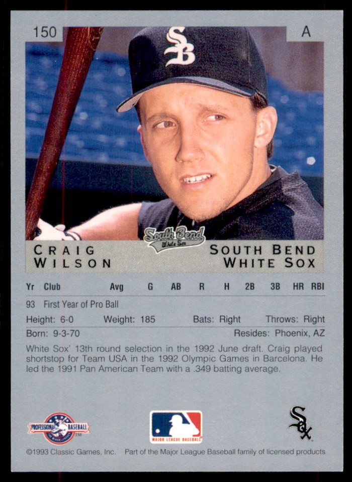 1993 Classic Best Craig Wilson #150 South Bend White Sox | eBay