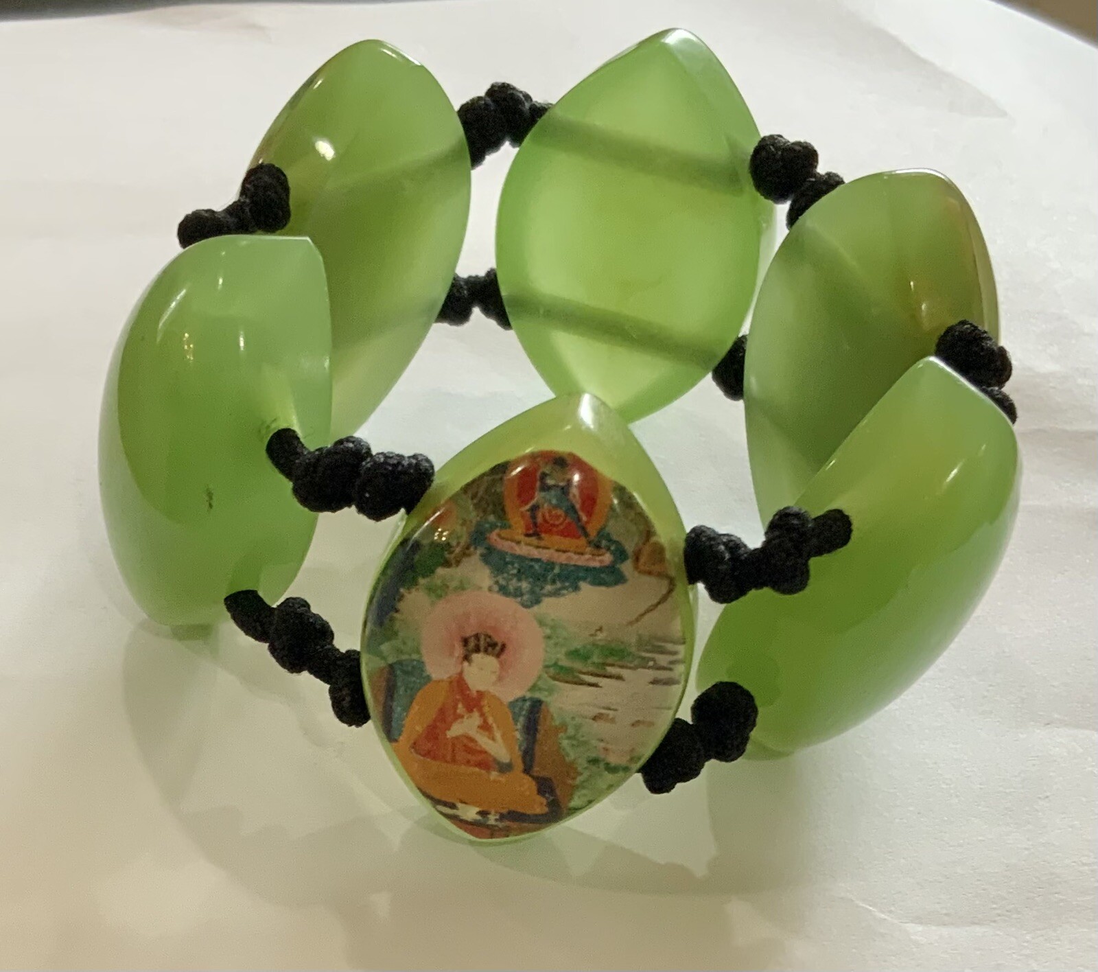 Vintage Asian Inspired Lime Green Chunky Buddha Hand … - Gem