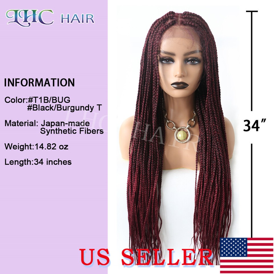 Swiss Lace Front Afro Box Braided Wig For Black Women Synthetic ...