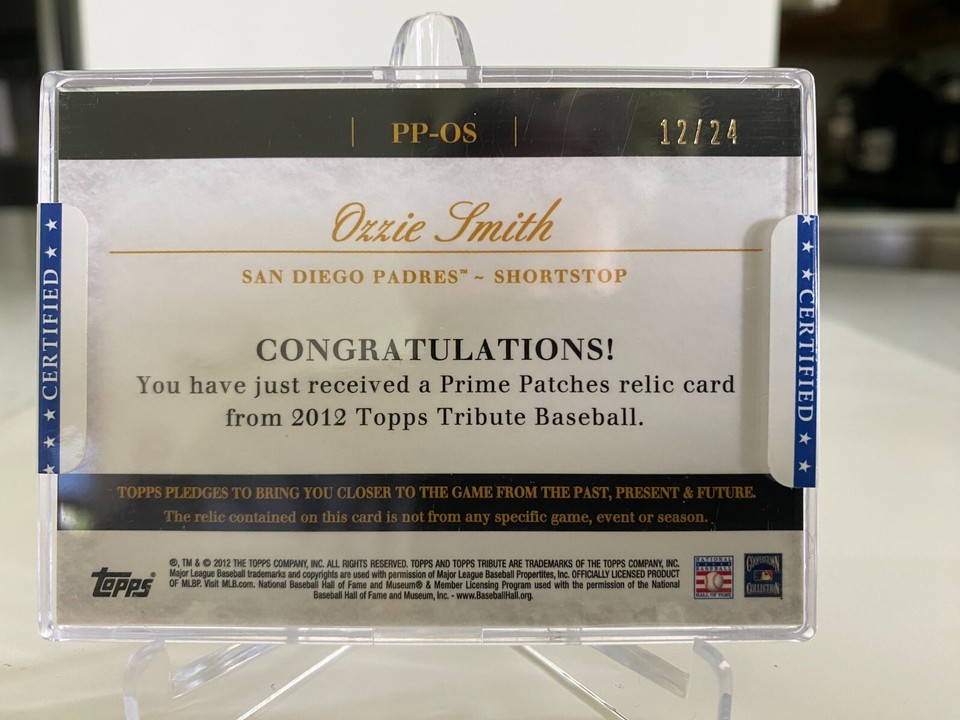 2012 Topps Tribute 'Prime Patches' GU 3-color jersey Ozzie Smith #PP-OS ...