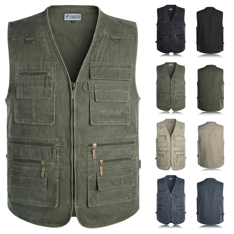 Mens Multi Pocket Waistcoat Fishing Vest Hunting Hiking Gilet Outdoor ...