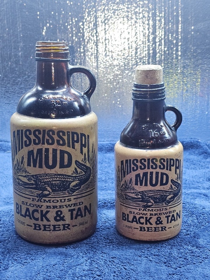 Vintage Beer Bottle "Mississippi Mud" Black and Tan ~ 1 Quart and 1 ...