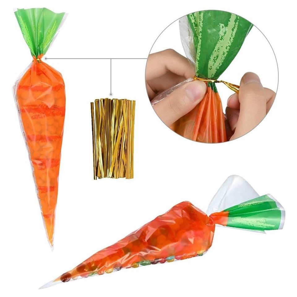 Easter Christmas Carrot Patterned Cone Shaped Treat Bags Triangle ...