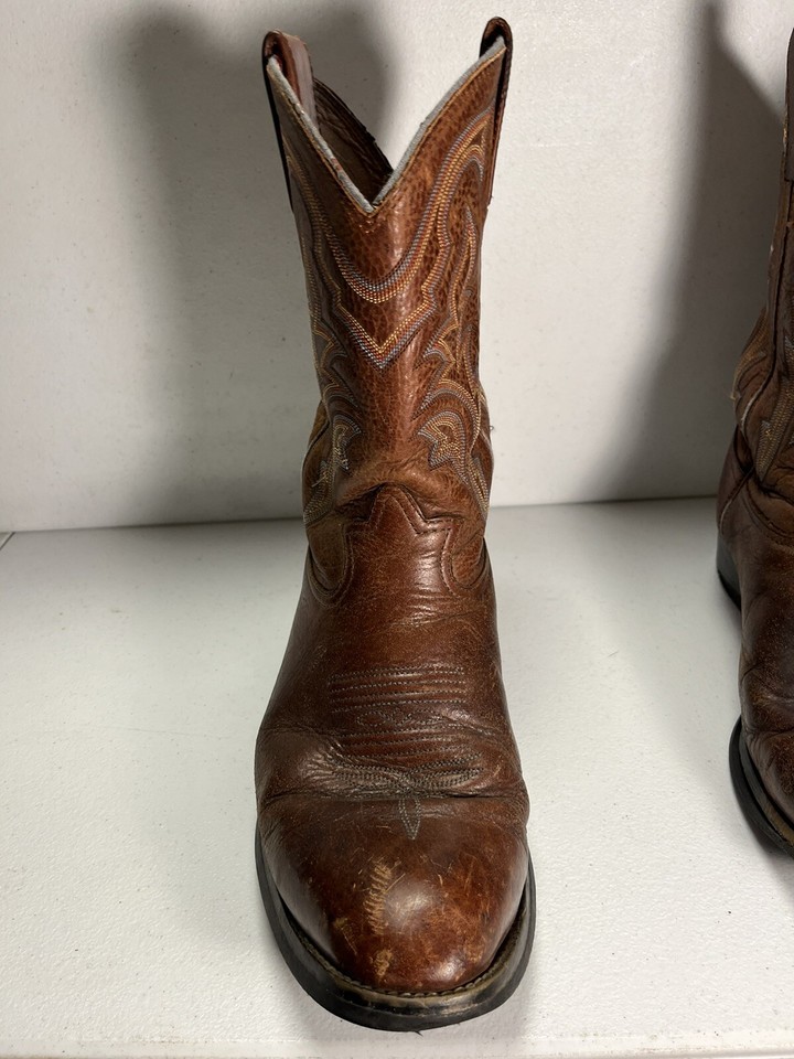 Tony Lama RR1100 Men's Brown Leather Ropers Cowboy Western Boots Size ...