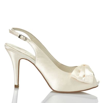 RRP £105 MENBUR KAILA SIZE 3 5 6 IVORY SATIN BOW SLINGBACK BRIDAL SHOES ...