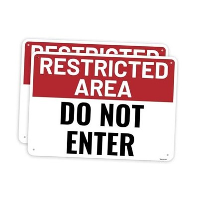 2PC Restricted Area Do Not Enter Restricted Area Do Not Enter Sign 14 ...