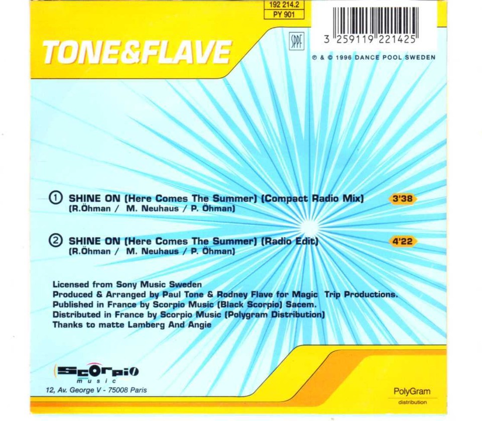 Tone & Flave - Shine On (Here Comes The Summer) - CDS -1996 Pop 2TR ...