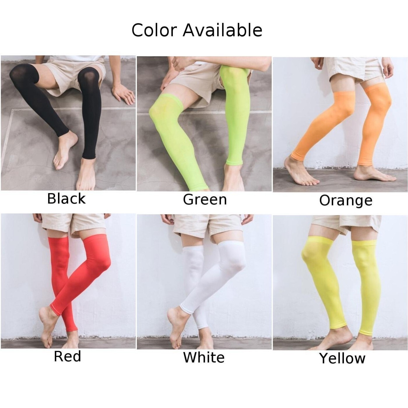 Breathable Men's Knee High Thin Leg Compression Sports Socks Multiple ...