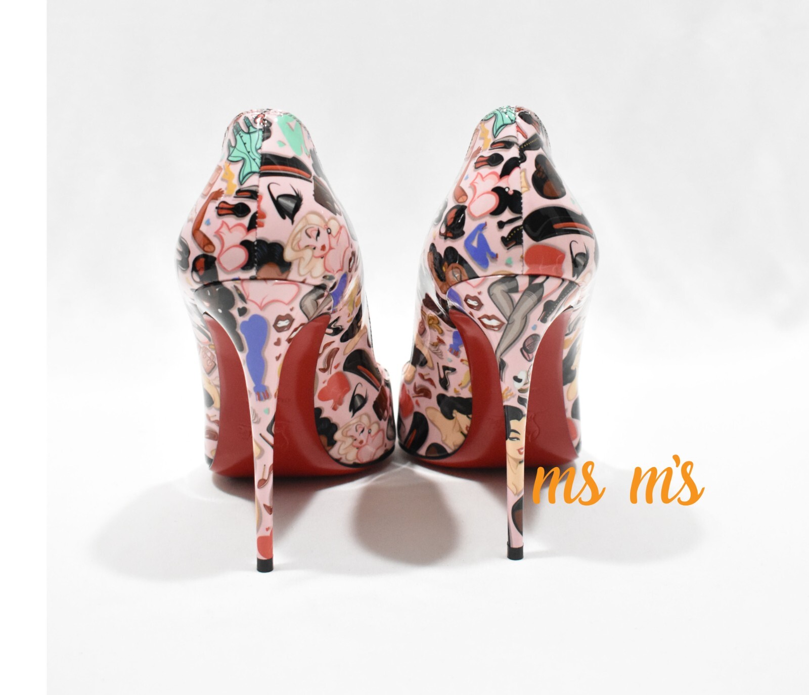 NIB CHRISTIAN LOUBOUTIN Hot Chick Cartoon Graphic Patent leather Pumps ...