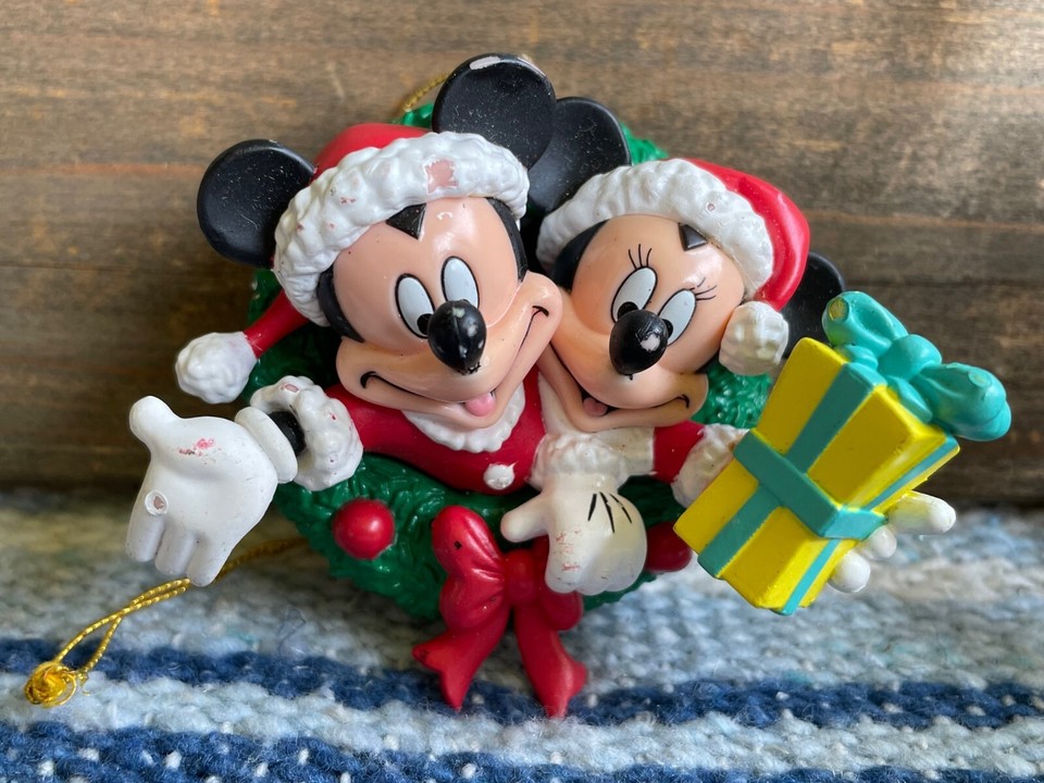 3 Vtg 1996 Tree-Rific Disney Mickey Mouse Ornaments Wreath Santa List ...