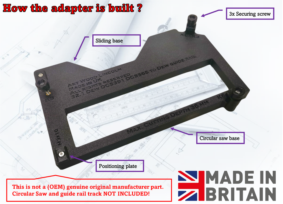 Dewalt DCS391 DCS565 adaptor base Circular Saw guide rail track | eBay UK
