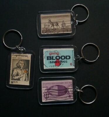 Postmarked Vintage Recycled Postage Stamp Art Keychains | eBay