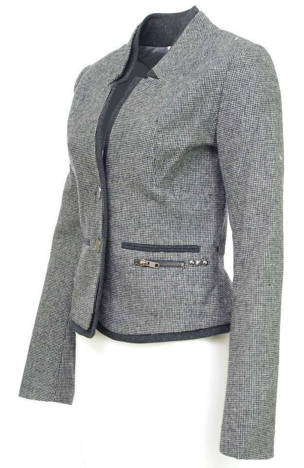 Icode By IKKS Jacket Blazer Houndstooth Wool Woman Gray Black Q24004429 ...