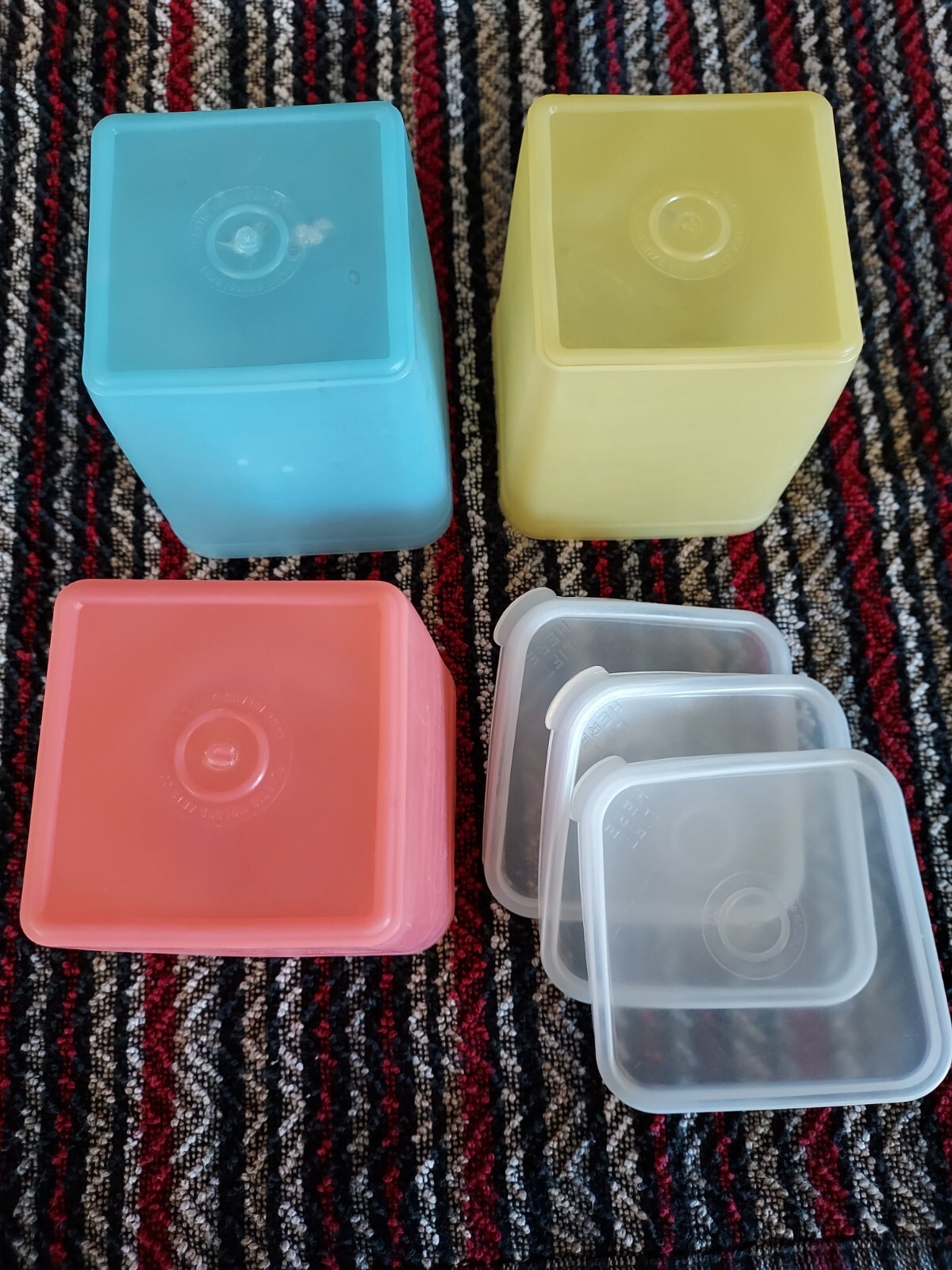 7PC-SET RETRO PASTEL STACKABLE TUPPERWARE-LIKE CONTAINERS W/LIDS VERY ...