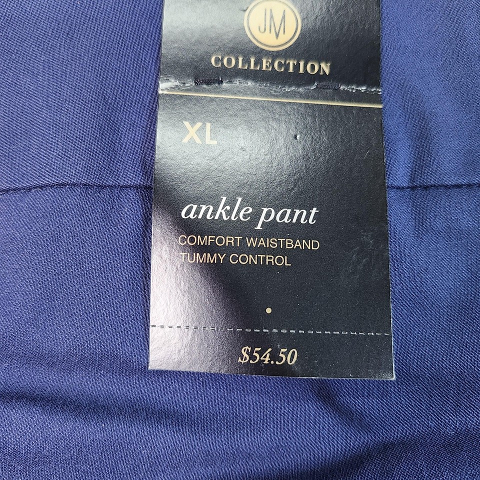 JM Collection Pants Womens XL Blue Ankle Pull On Comfort Tummy Control ...