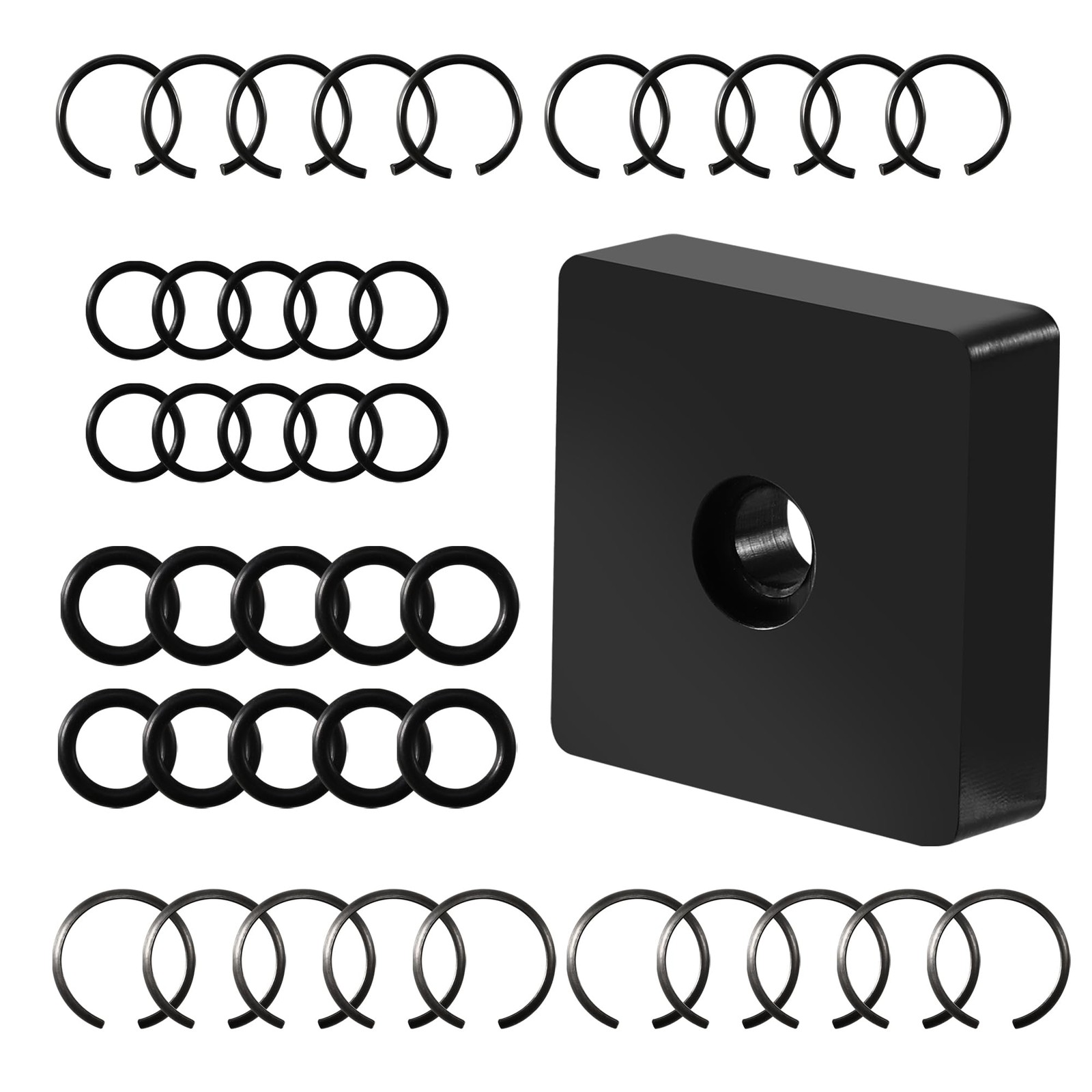 5-Pack 1/2" and 3/8" Impact Retaining Ring Clip With O-Ring for Black ...