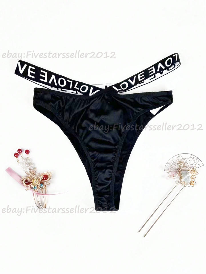 Women Letter Print Halter Lingerie Set Bra Panty Bikini Sexy Underwear ...