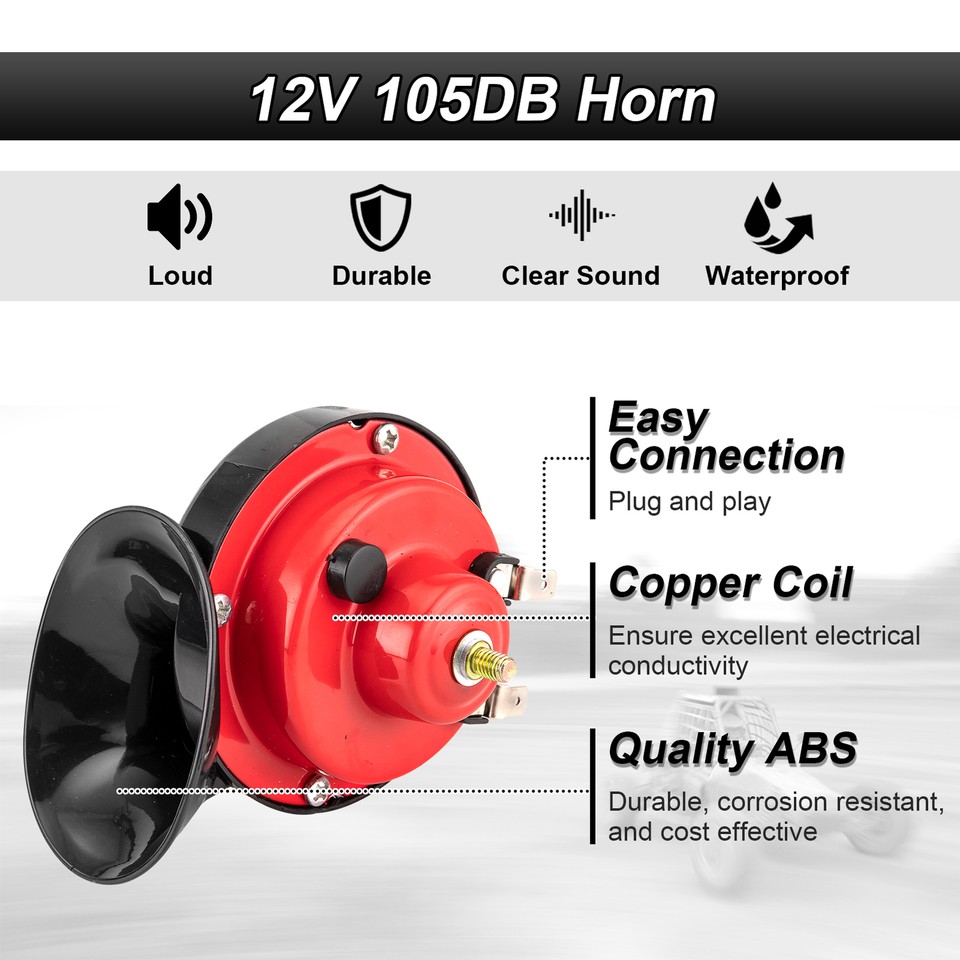 UTV Horn kit w/2x105db horn rocker switch For Polaris RZR Ranger ...