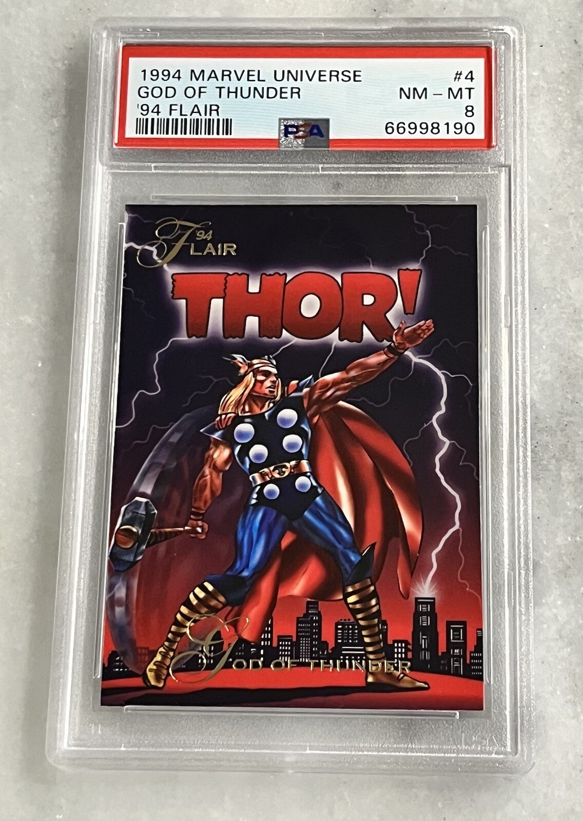 [PSA 8] 1994 Flair Marvel Universe Thor God Of Thunder Card #4 MINT ...