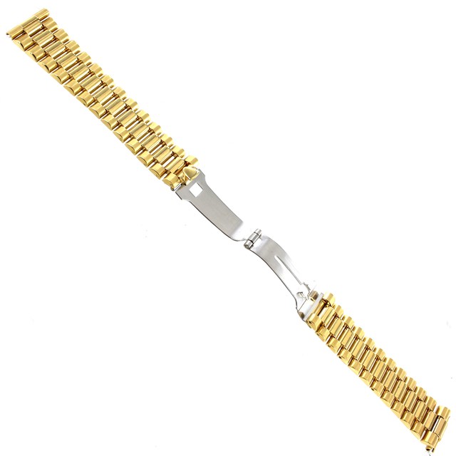 20mm Hadley-Roma Solid Link President Style Watch Band Strap Se/ce Gold ...