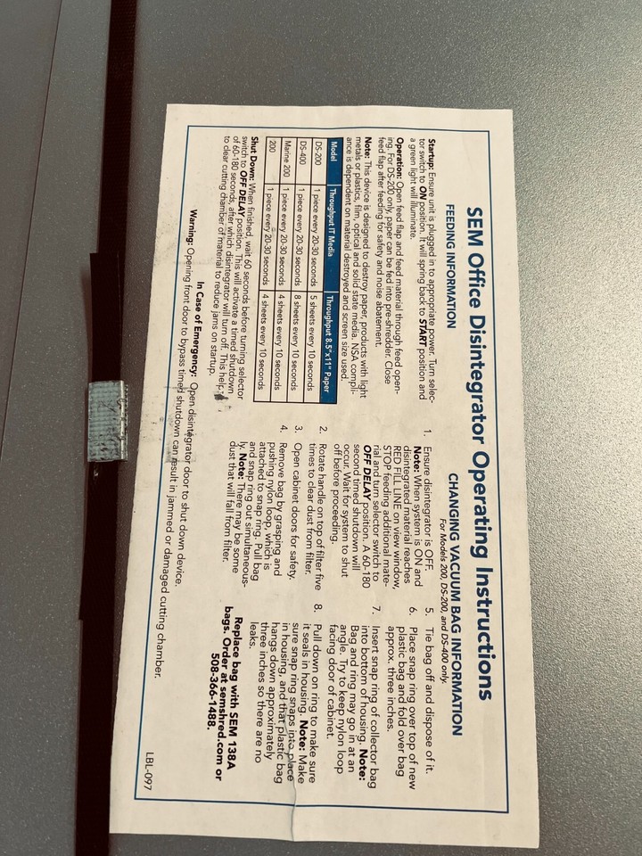 SEM Model 200 Multipurpose Turnkey Disintegrator System | eBay