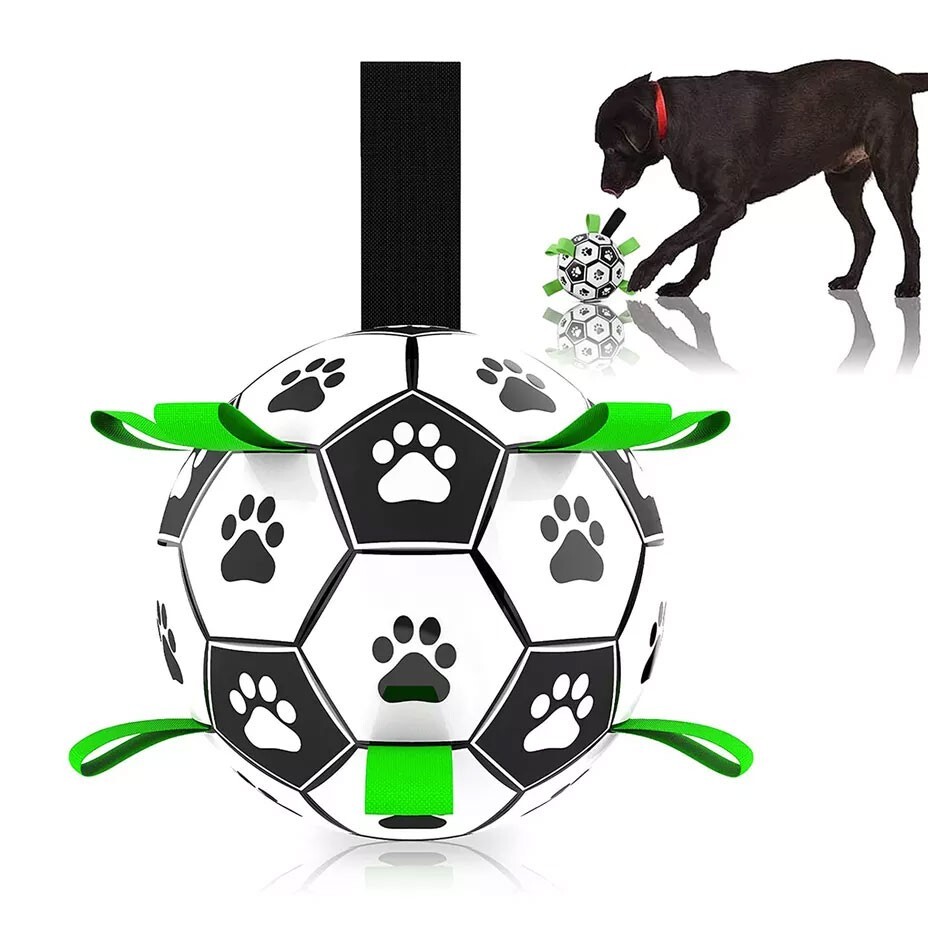Dog Soccer Ball with Grab Tabs Interactive Pet Toy Football Puppy Fun ...